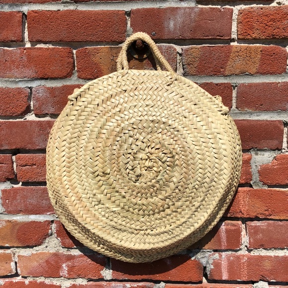 Bags | Handmade French Moroccan Round Rattan Tote | Poshmark